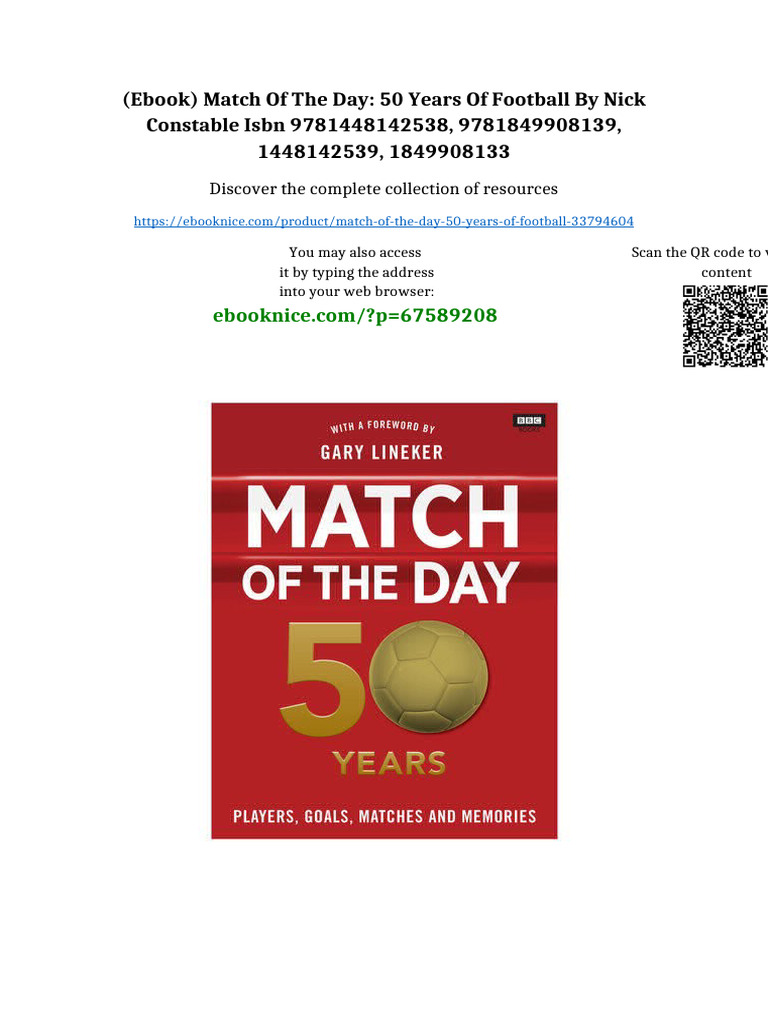 (Ebook) Match of The Day: 50 Years of Football by Nick Constable ISBN ...