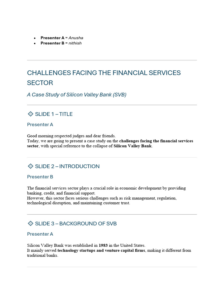 Challenges Facing The Financial Services Sector: A Case Study of ...