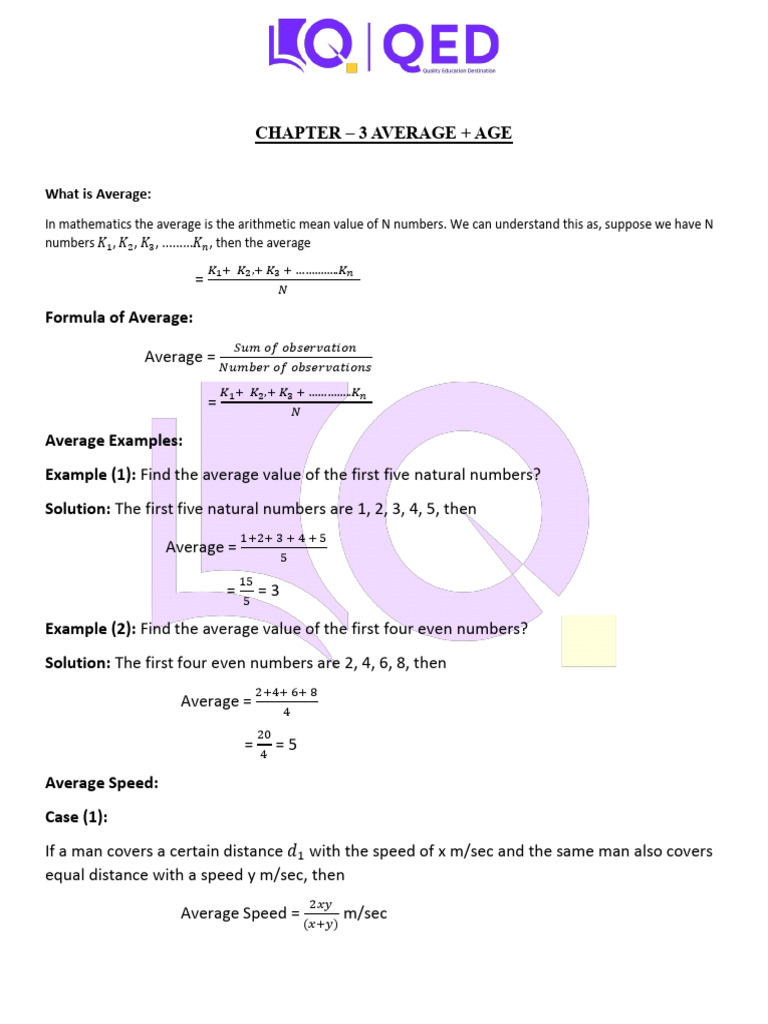 Average - Age Sheet | PDF | Speed | Weighted Arithmetic Mean