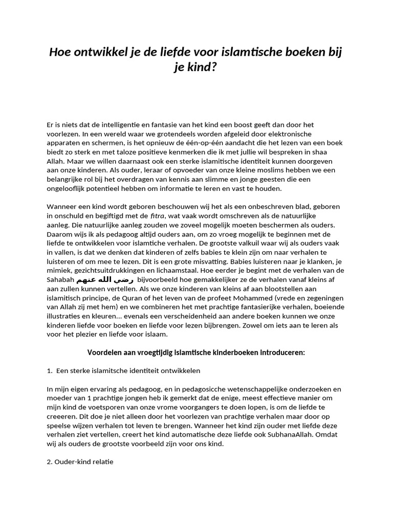 Hoe Ontwikkel Je de Liefde Voor Islamitische Boeken | PDF