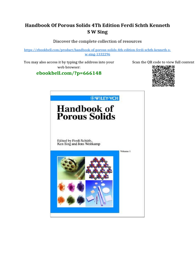 Handbook of Porous Solids 4th Edition Ferdi SCHTH Kenneth S W Sing ...