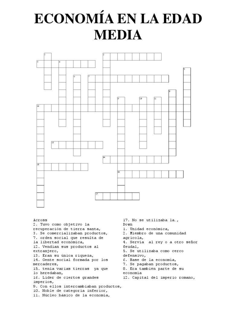 Economía en La Edad Media Crucigrama | PDF