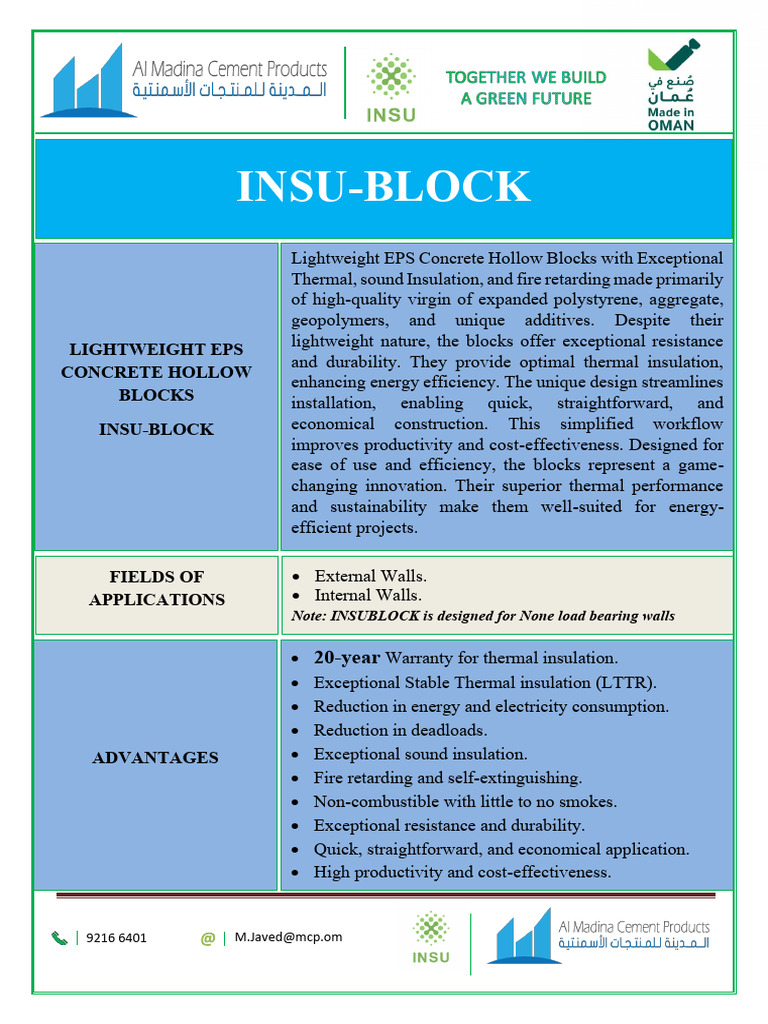 Insu Block Tds - MCP - December 2025 - JV | PDF | Concrete | Thermal ...