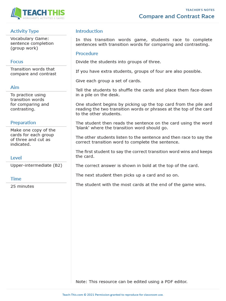 Compare and Contrast Race | PDF