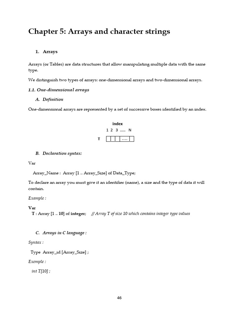 Chapter5 - Arrays and Character Strings | PDF | String (Computer ...