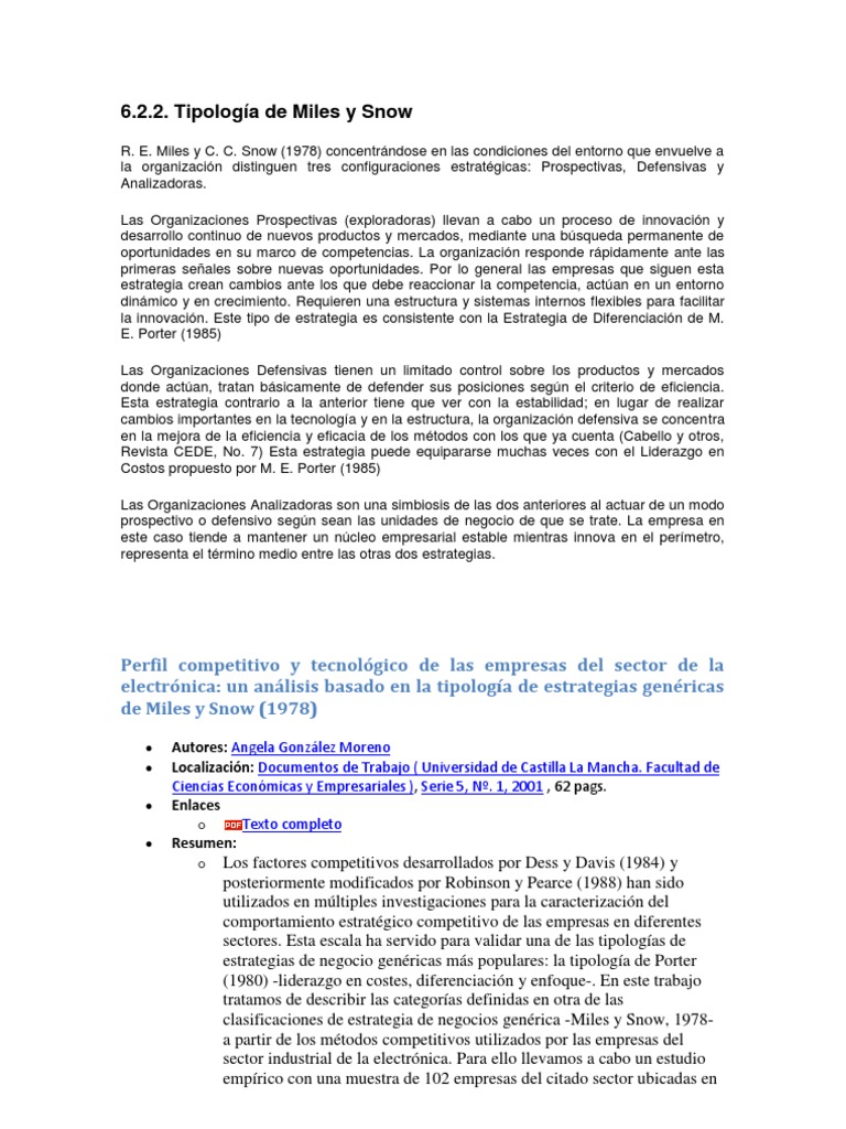 Estrategias de Miles & Snow | PDF | Economias | Business