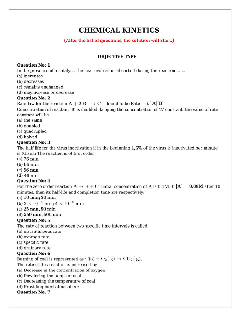 Chemical Kinetics | PDF