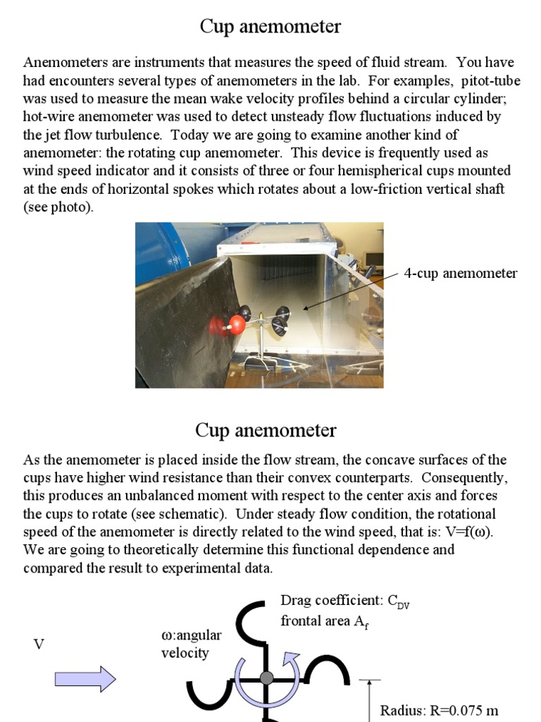 Measure wind speed with rotating cup anemometer | PDF | Drag (Physics ...