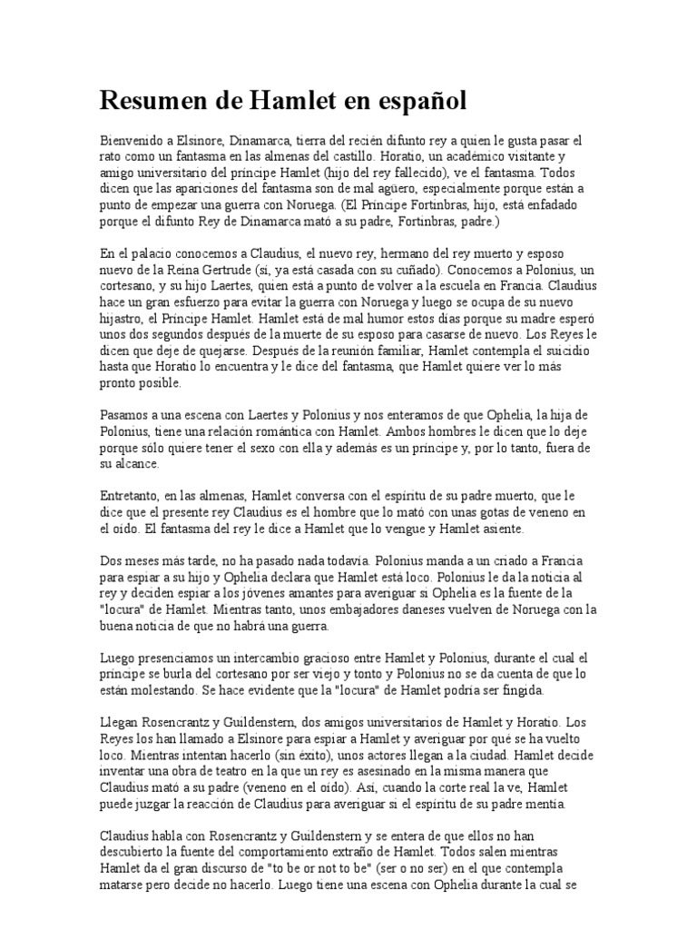 Resumen de Hamlet en Español | PDF | Entretenimiento (general)
