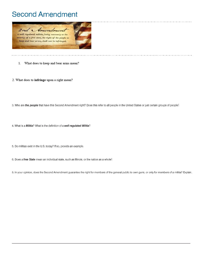 2nd Amendment Wksheet | PDF