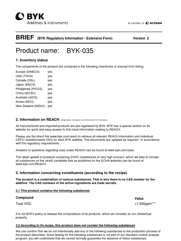 Brief Byk 035 | PDF | Chlorofluorocarbon | Chemical Substances