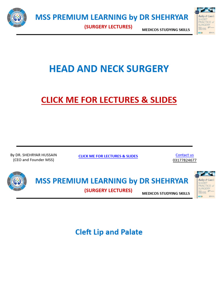 Lecture 1 Cleft Palate Tracheostomy Neck Mass and Lymph Node ...