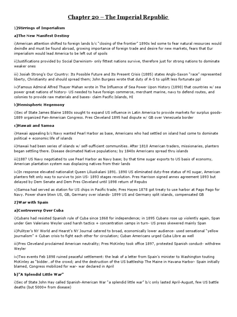 Apush Chapter 20 Outline | PDF | William Mc Kinley | Cuba
