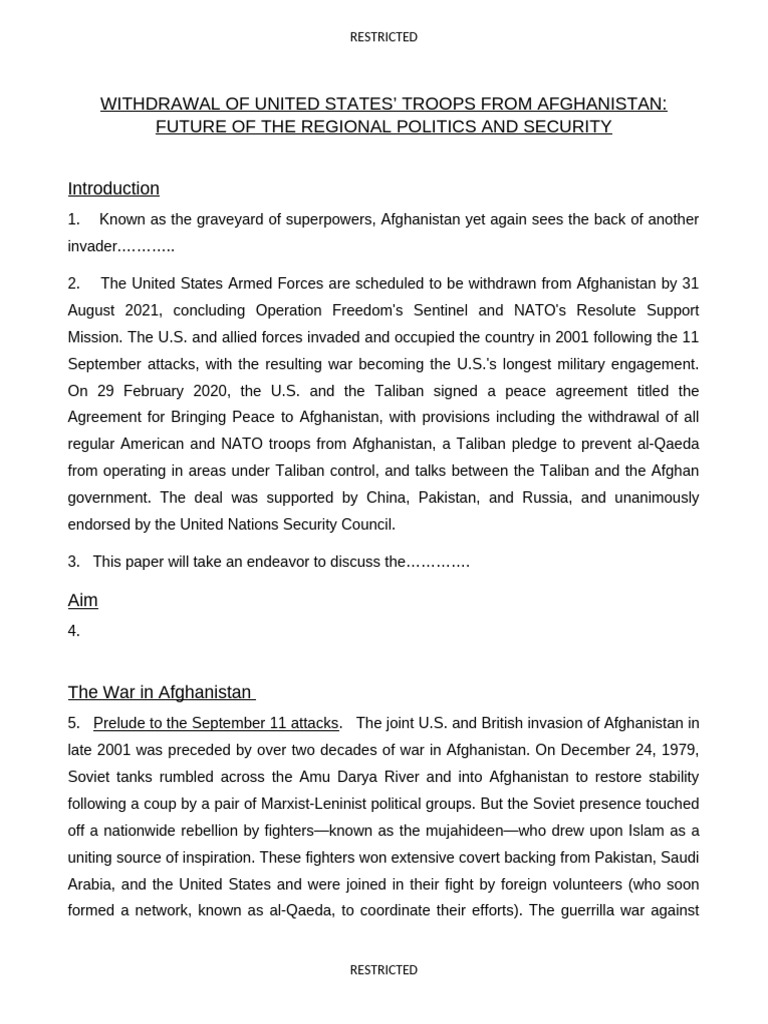 US Troops Withdrawal From Afghanistan | PDF | Afghanistan | Taliban