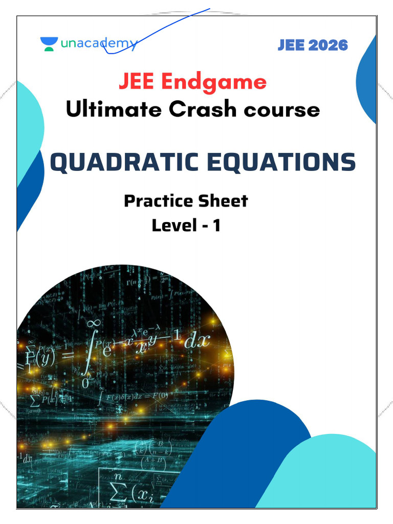Quadratic Equations (Endgame) - Practice Sheet - Level 1 | PDF ...
