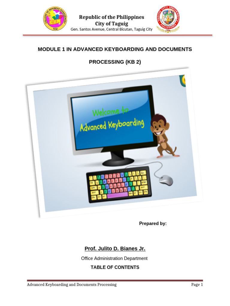 Module 1 in Keyboarding | PDF | Computer Monitor | Anatomical Terms Of ...