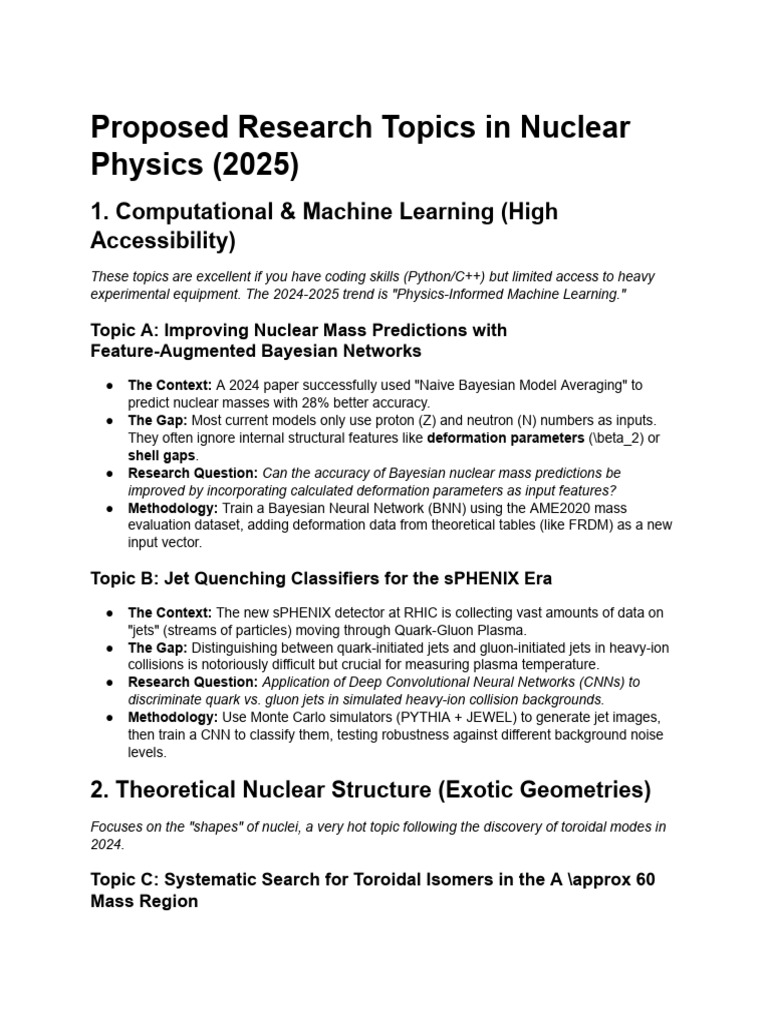 Nuclear Physics Research Topics 2025 | PDF | Atomic Nucleus | Neutron