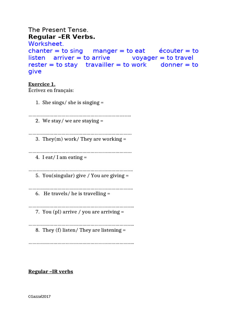 Present Tense Regular Verbs Worksheet | PDF | Linguistics | Syntax