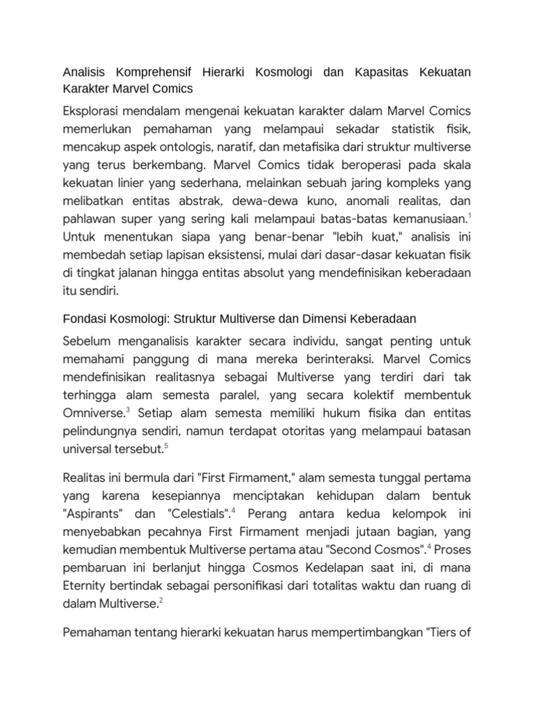 Analisis Kekuatan Tokoh Marvel Comics | PDF