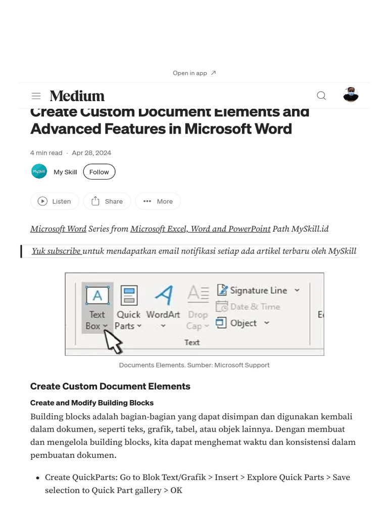 Create Custom Document Elements and Advanced Features in Microsoft Word _ by My Skill _ Medium | PDF