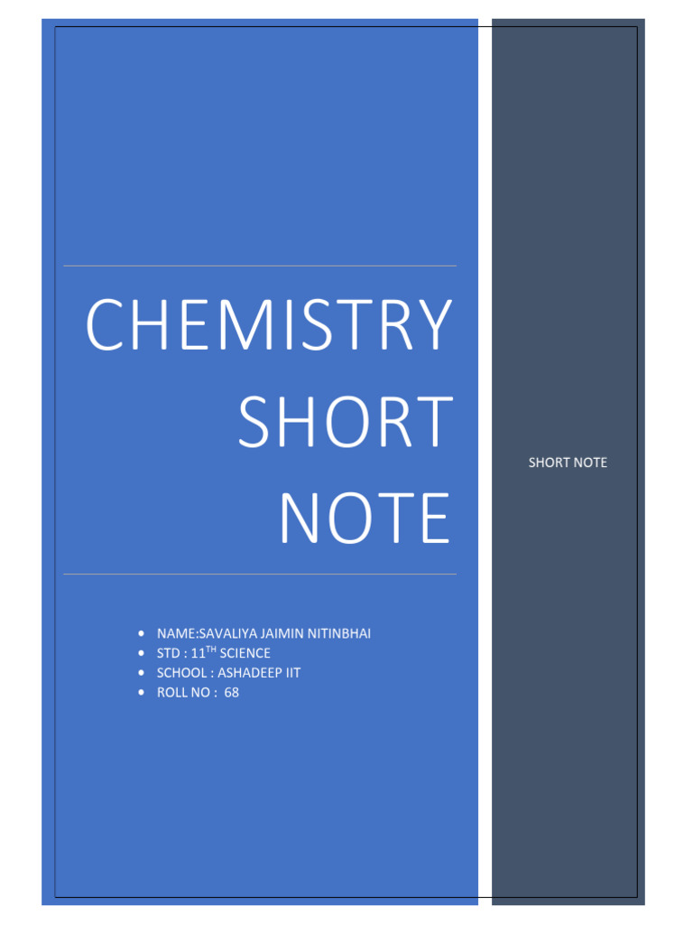 Chemistry Short Note 1 | PDF
