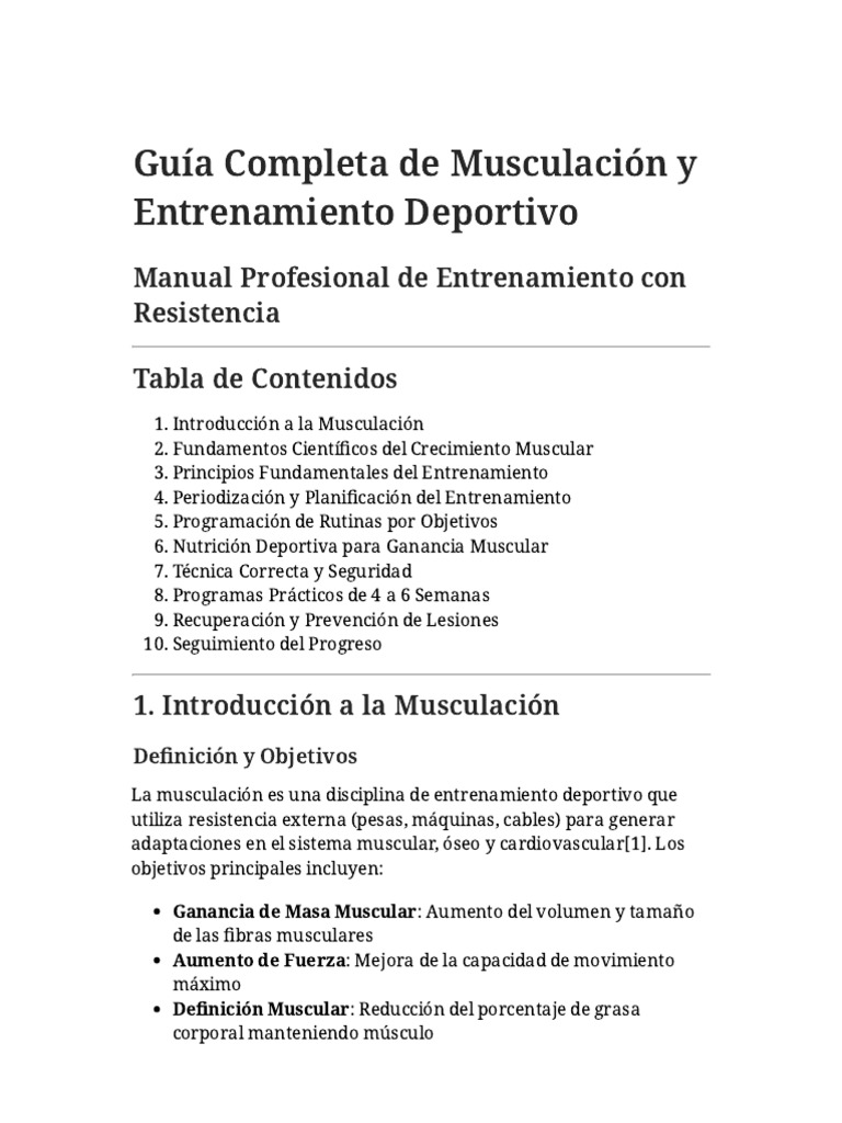 Guía Completa de Musculación y Entrenamiento Deportivo | PDF | Músculo ...