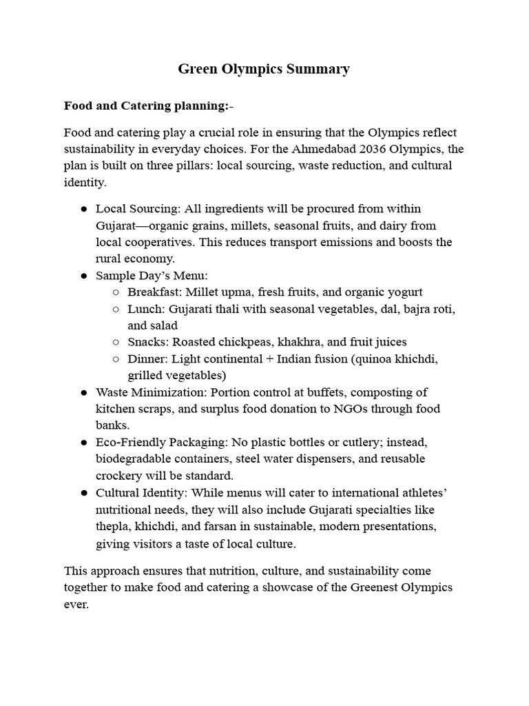 Green Olympics Summary | PDF | Recycling | Economy And The Environment