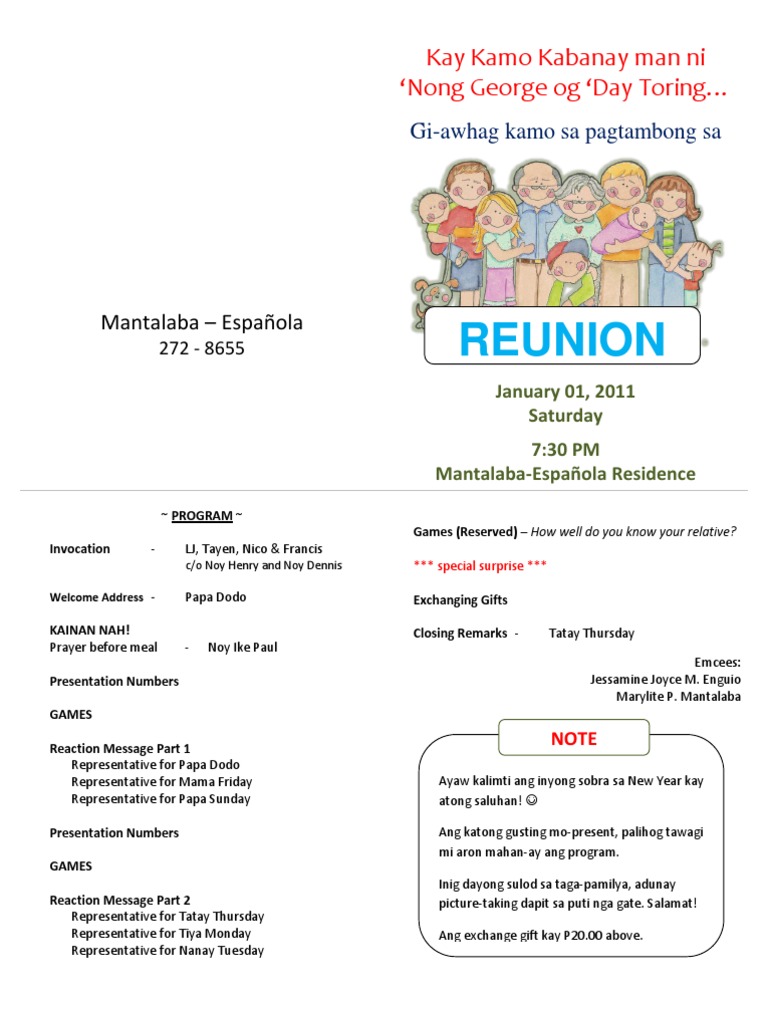 Family Reunion Program | PDF
