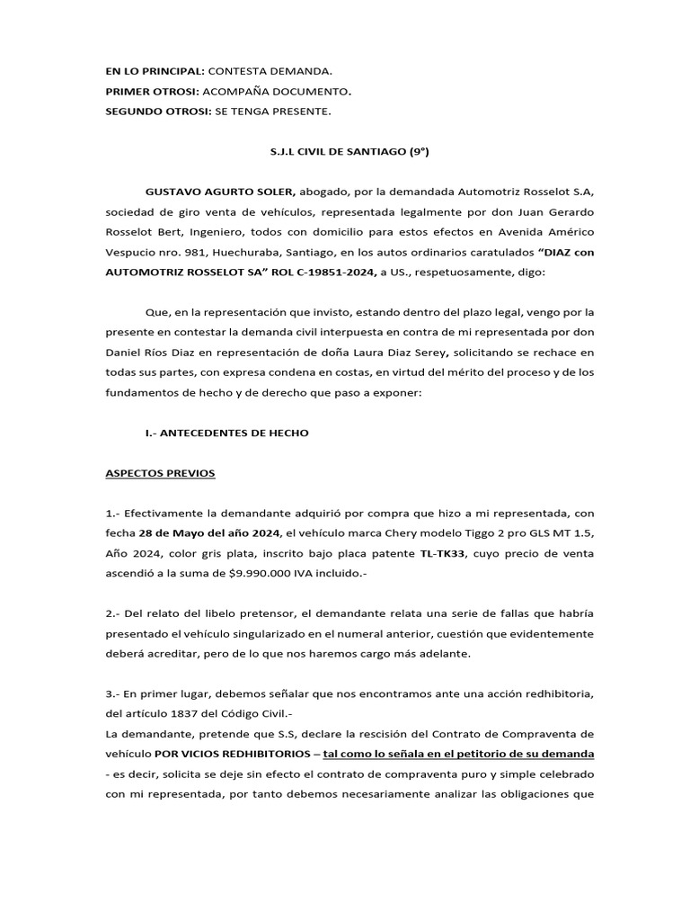 contestacion demanda | PDF | Daños y perjuicios | Ley común