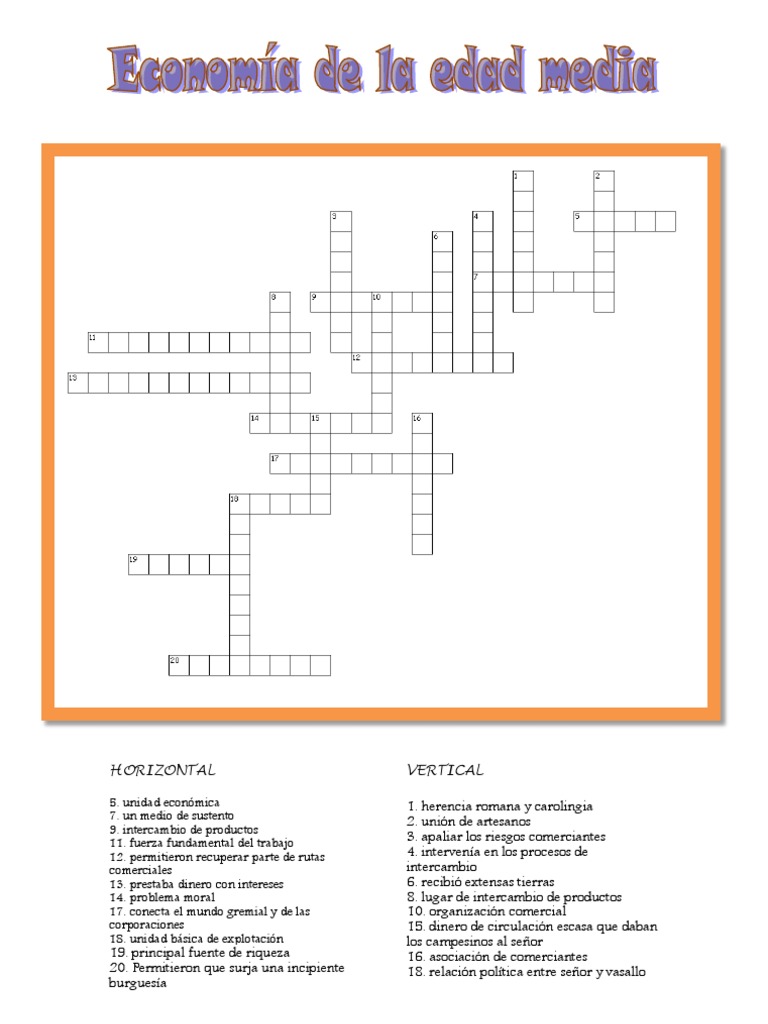 Crucigrama de La Economía en La Edad Media | PDF