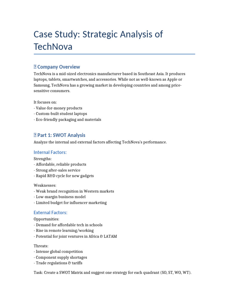TechNova Strategy Case Study | PDF
