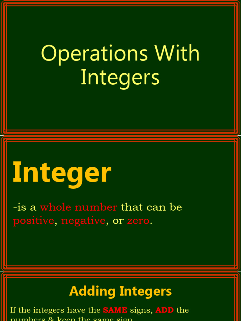 Operations With Integers | PDF