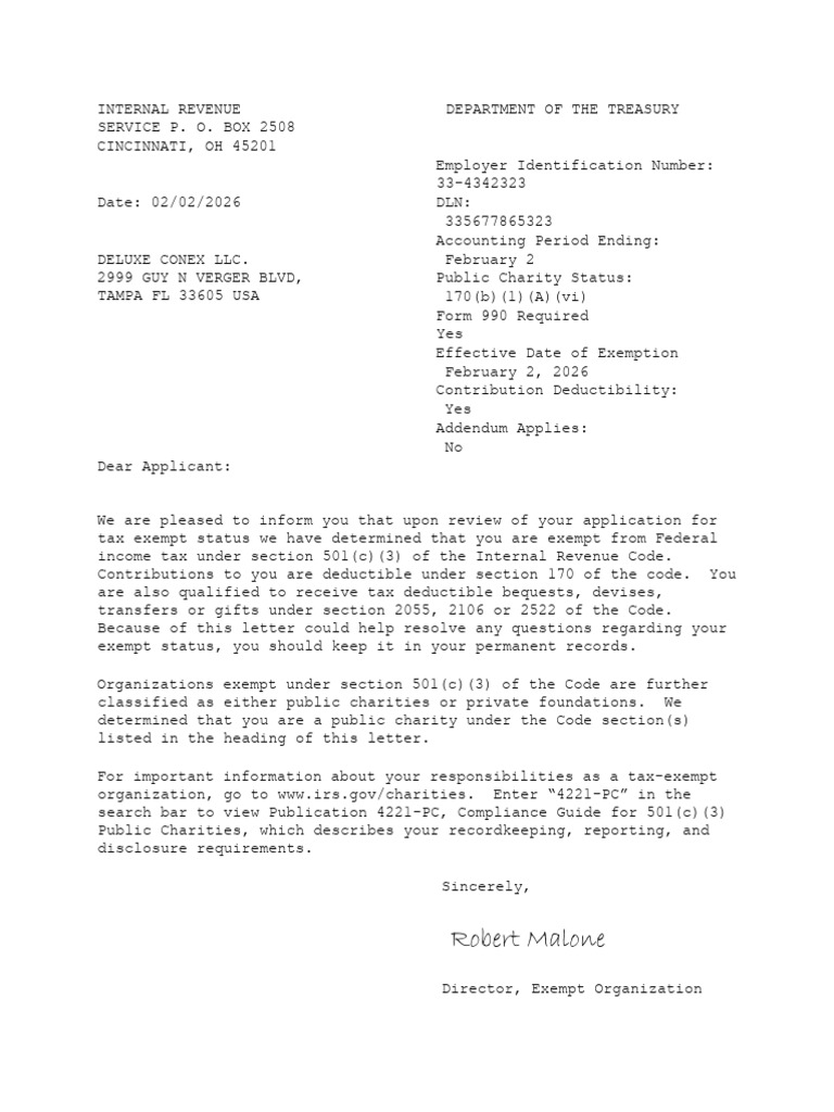 Irs 5019c) (3) Determination Letter | PDF | 501(C) Organization ...
