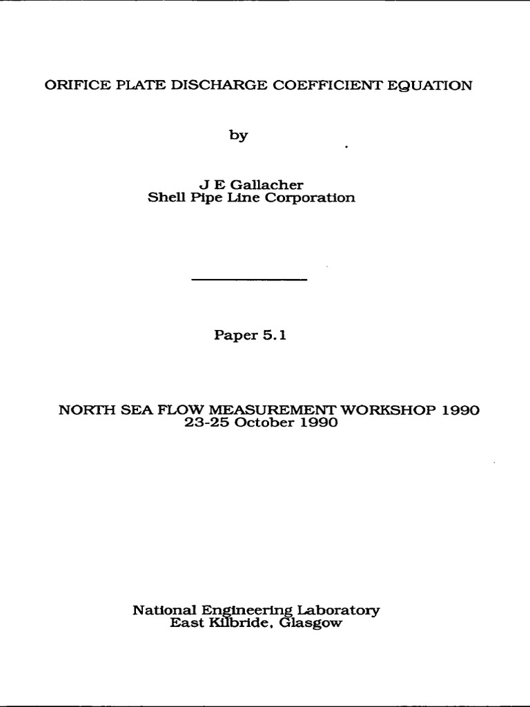 Orifice Plate Equation Gallagher Shell | PDF | Reynolds Number | Errors ...