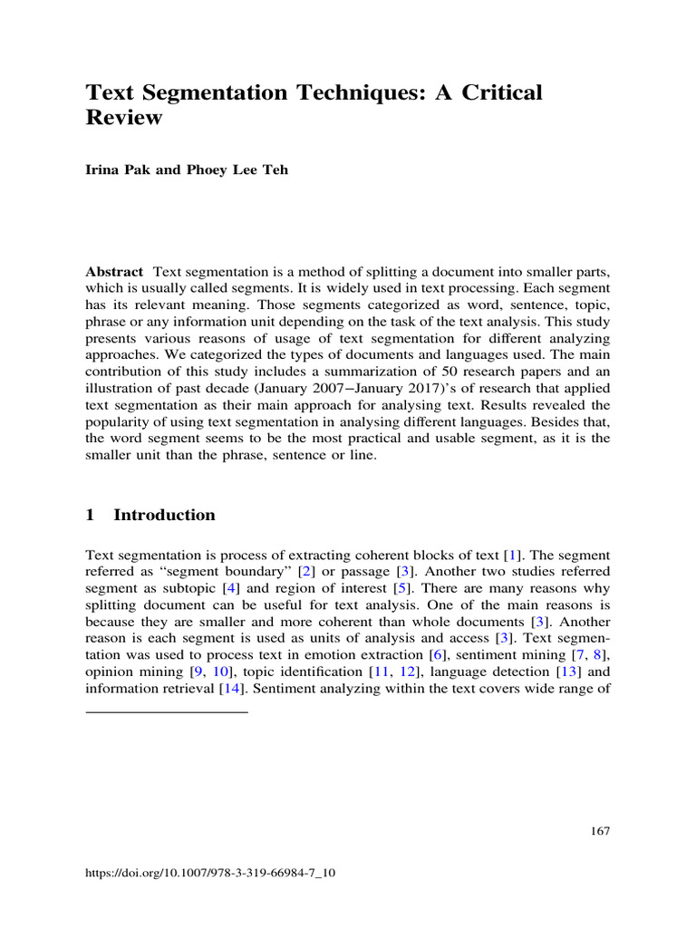 2018 Text Segmentation Techniques A Critical Review | PDF | Image ...