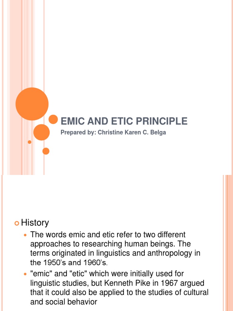 Emic and Etic Principle | Anthropology | Behavior