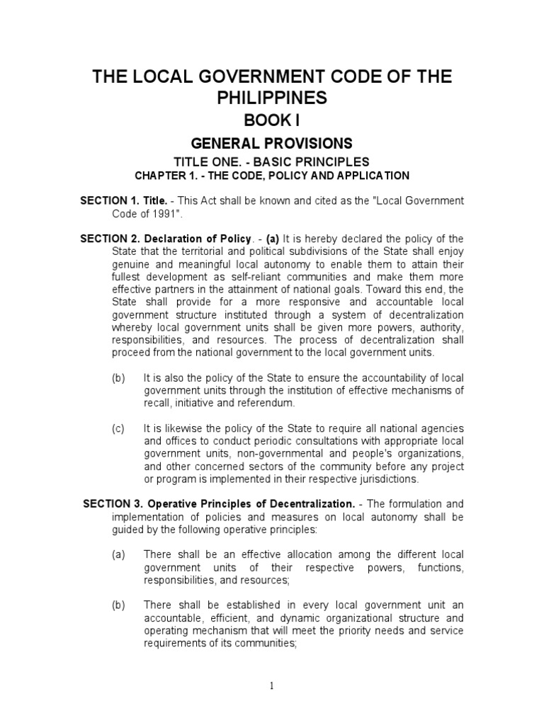 Local Government Code of the Philippines | PDF