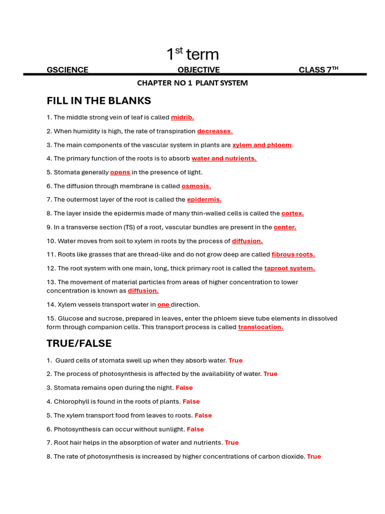 Science 7th 1st Term | PDF | Immune System | Respiratory System