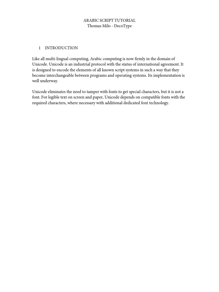Unicode Arabic Script Tutorial Pdf Arabic Character Encoding