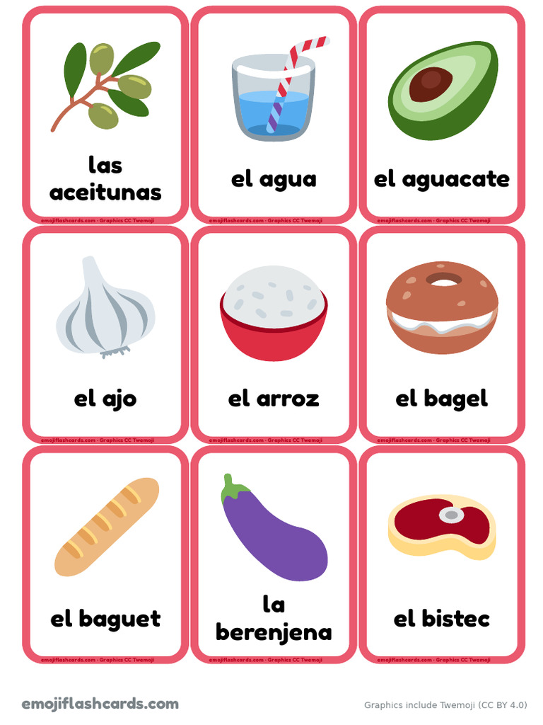 Spanish Food and Drinks Small a4 Flashcards 2 | PDF | Cocina occidental ...