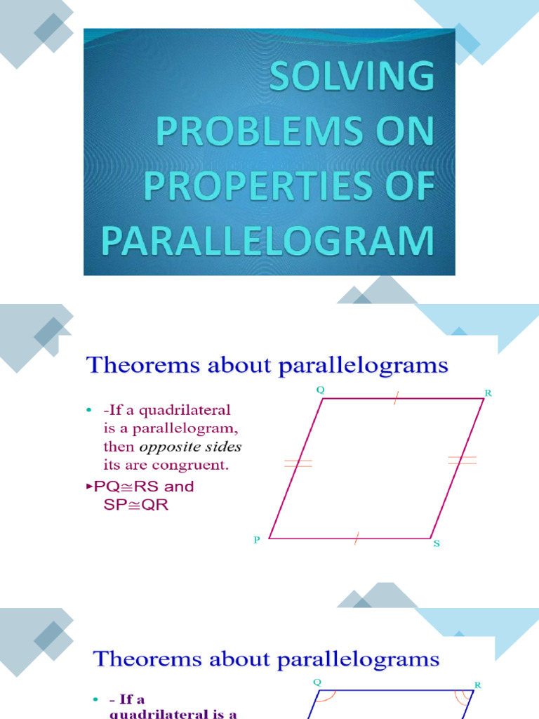 For Students Topic 3 Solving Problems On Properties of Parallelogram | PDF
