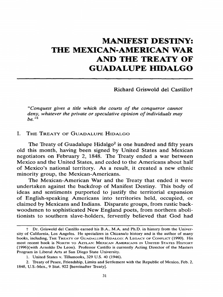 Manifest Destiny - Del Castillo | PDF | Mexican–American War