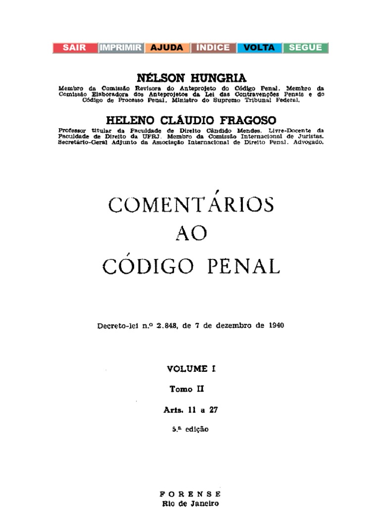 Nelson Hungria e Heleno Claudio Fragoso - Comentários Ao Código Penal ...