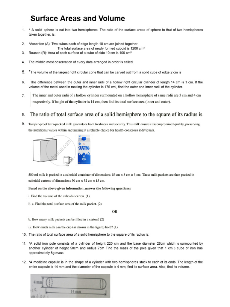 Surface Areas and Volume | PDF