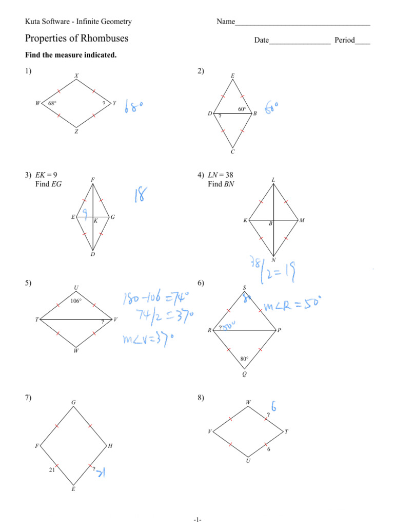 6-Properties of Rhombuses | PDF