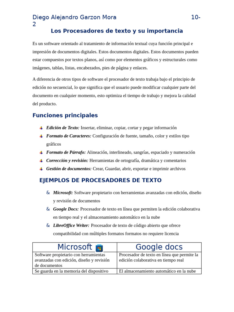 Porcesador de Texto. Alejandro Garzon | PDF