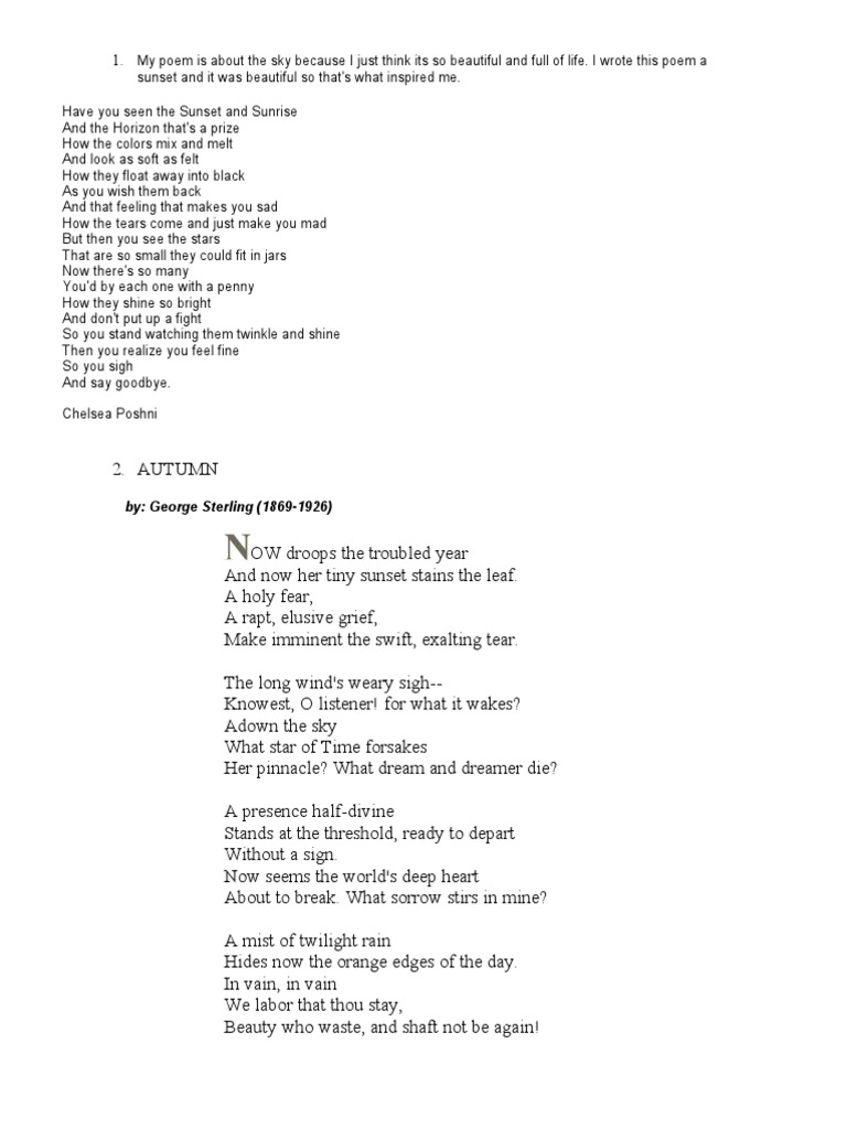 Nature Poems | PDF | Sunset | Nature