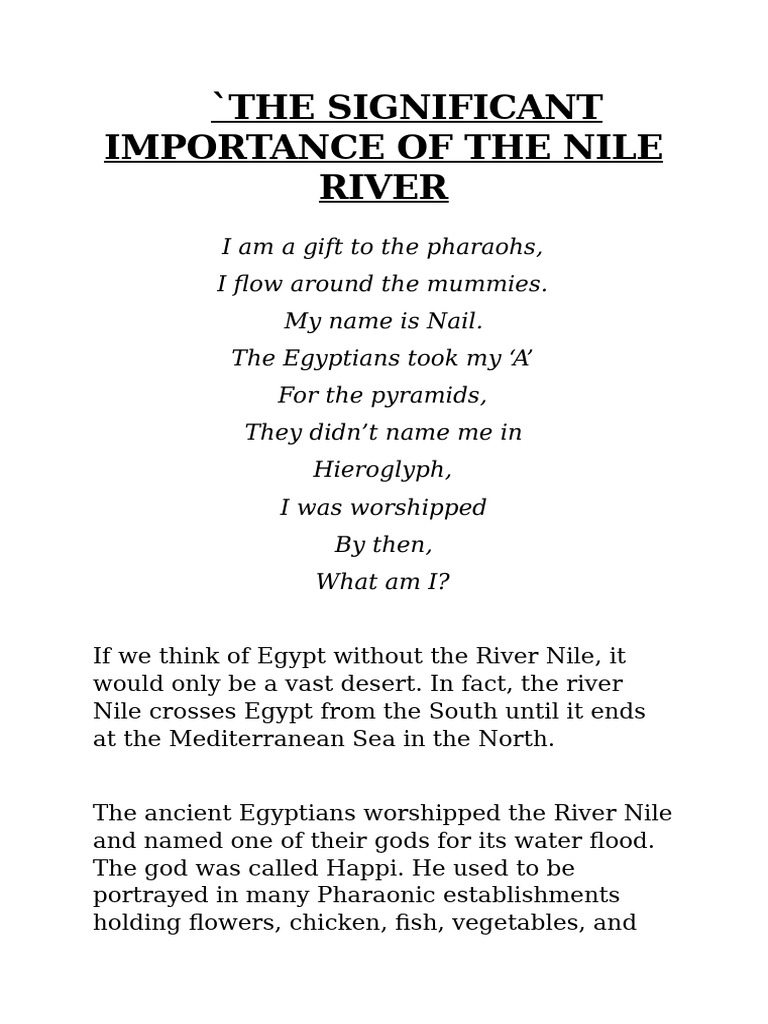 The Significant Importance of The Nile River | PDF