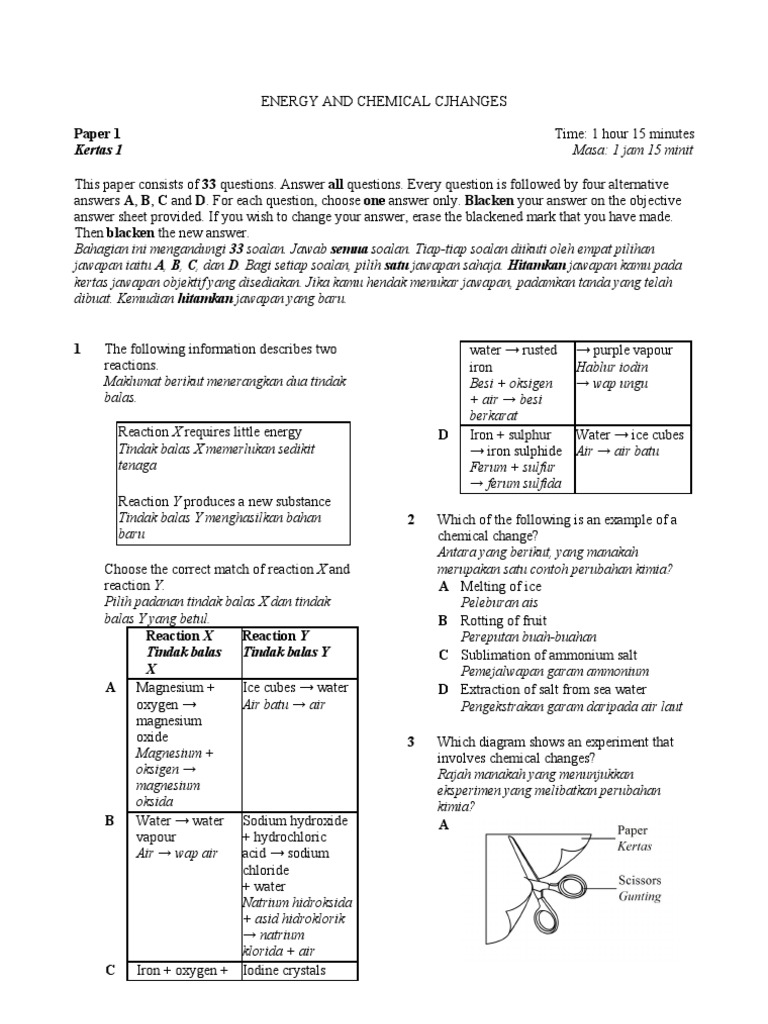 Energy and Chemical Changes | PDF | Teaching Methods & Materials