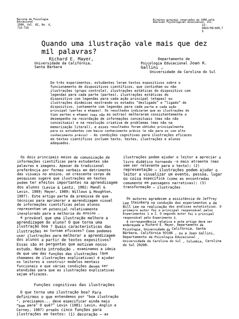 Mayer e Gallini (1990) Word Pdf2go Trad | PDF | Freio | Aprendizado
